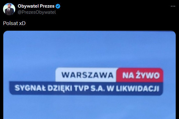 Polsat News z sygnałem "dzięki TVP S.A. w likwidacji". "Tak było w oficjalnej korespondencji ...